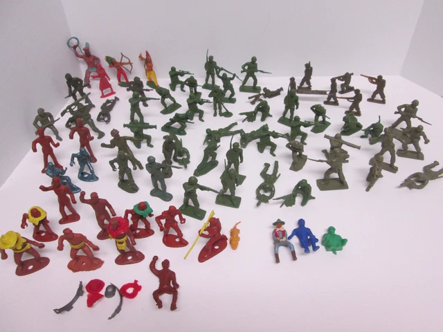 VINTAGE 1960 TOY Soldiers Indians Western Plastic Army Men MPC Bergen ...