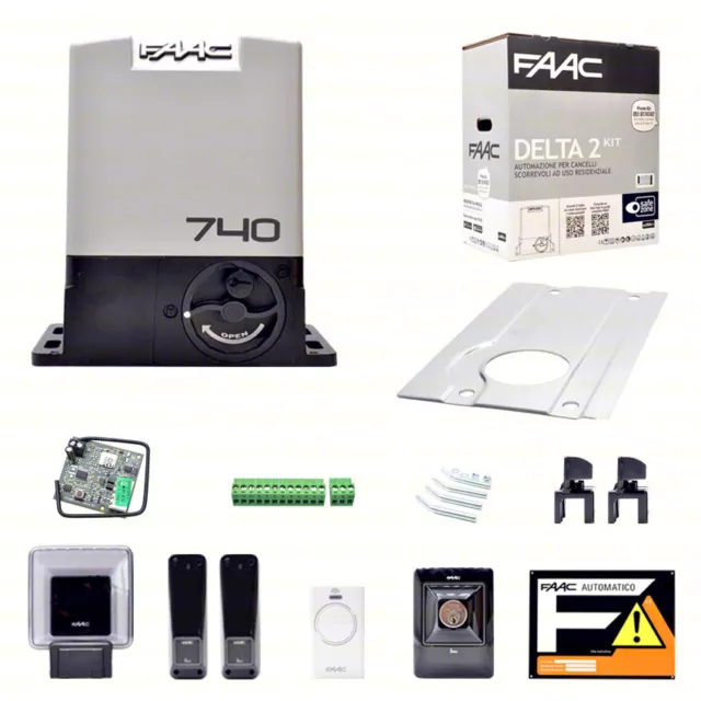 KIT SET FAAC 740 748 230V Portail Coulissant Ouvre Portail Delta Casali Milord EUR 432,86 ...