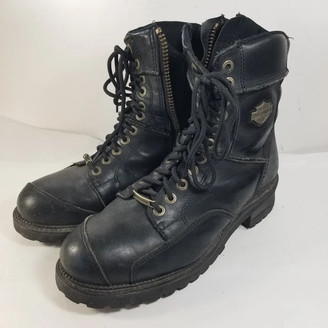 HARLEY-DAVIDSON BLACK, MEN’S Sz 10.5, Cap Toe, Side Zip, Motorcycle ...