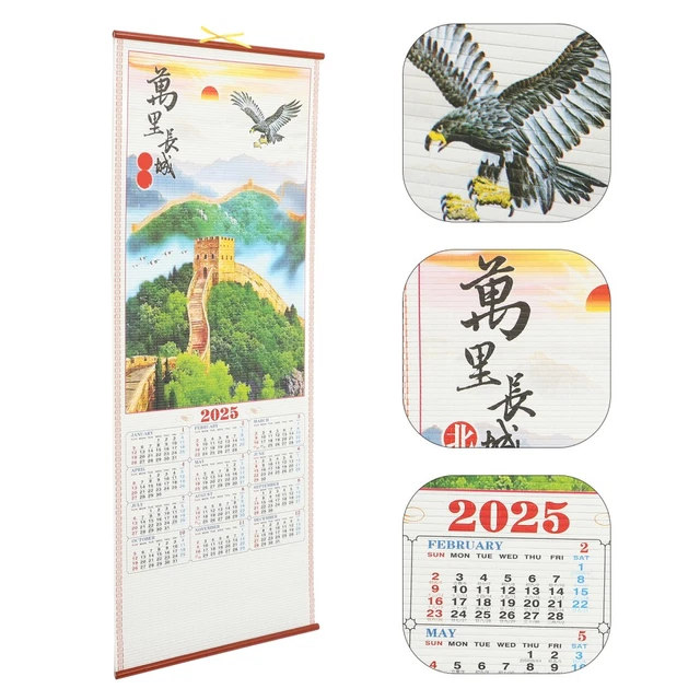 SMALL WALL CALENDAR Chinese Scroll Calendar, Planning Hanging Chiense £ ...