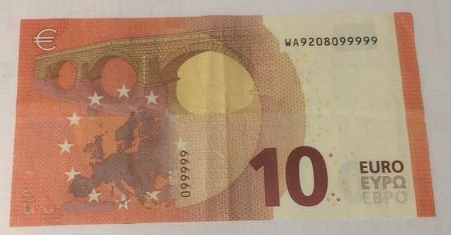 RARE FRENCH 10 euro banknote with serial number ending in 099999 £8.83 ...