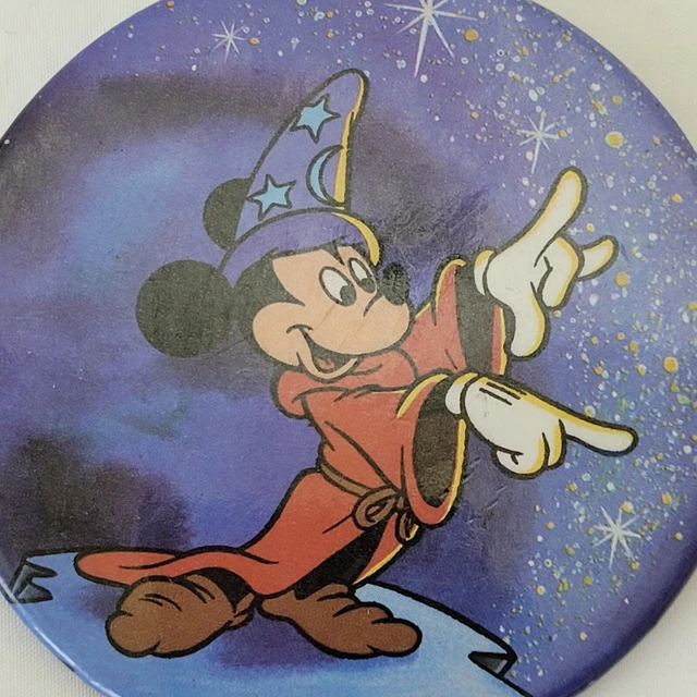 WALT DISNEY FANTASIA Mickey Mouse Wizard Sorcerer Large 3" Pin Back ...