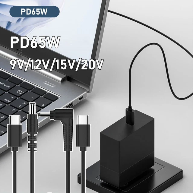 PD 65W USB Type C to DC Cable 5.5X2.5mm Plug Charging Wire Household ...
