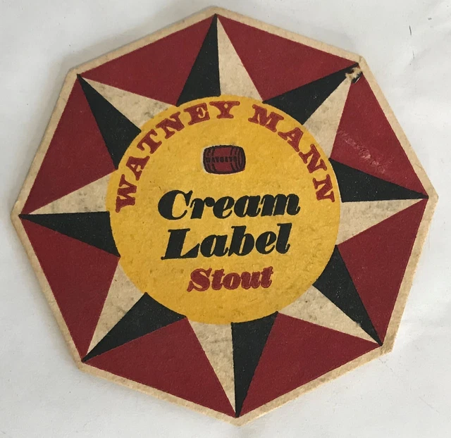 VINTAGE WATNEY MANN Cream Label Stout Paper Beer Mat Coaster Octagon ...