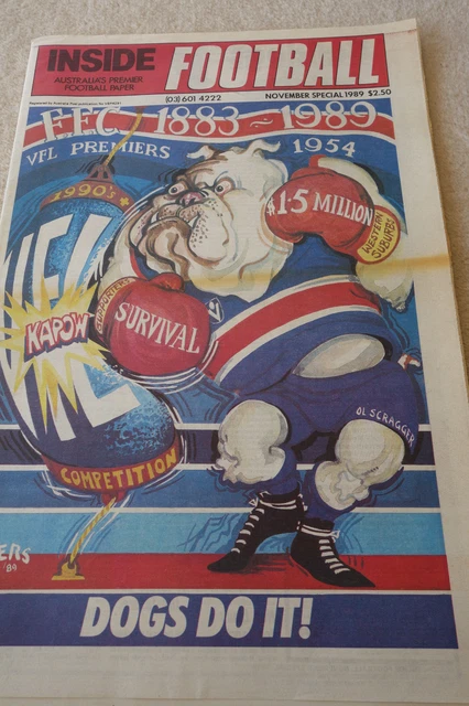 FULL 1989 INSIDE Football Newspaper Bulldogs Fightback + Couch Brownlow ...