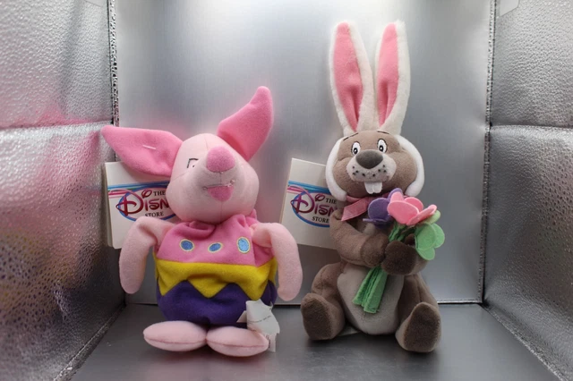 DISNEY WINNIE THE Pooh Easter Piglet Gopher Bunny Lot of 2 Mini Stuffed ...