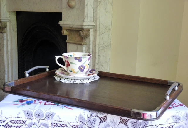 WOODEN SERVING TEA Tray Vintage 1950s LARGE £39.99 - PicClick UK