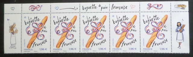 LOT 5 TIMBRES LA BAGUETTE DE PAIN FRANCAISE BANDE FRANCE 2024 neuf ...