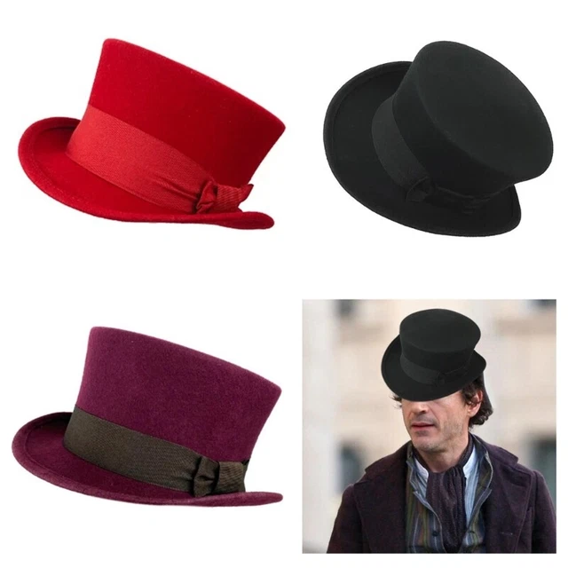VINTAGE WOOL FLAT Top Hat Gentlemen Casual Cap Top Hat Gift for Father ...