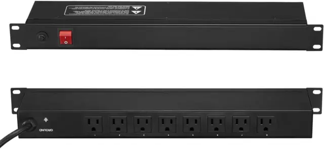 8 OUTLET HORIZONTAL 1U Rack Mount PDU Power Strip for Network Server ...