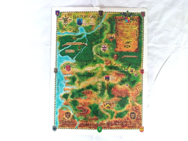 FORGOTTEN REALMS BALDUR'S Gate / Sword Coast Map (from classic PC game ...