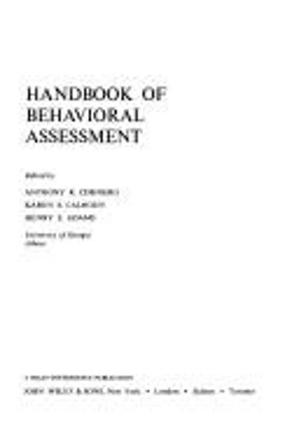 MANUEL DE BEHAVIORAL Assessment Couverture Rigide Anthony R. Ciminero ...