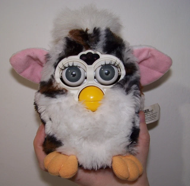 FURBY 1999 VINTAGE TIGER HASBRO Snow leopard, FONCTIONNE, yeux gris ...