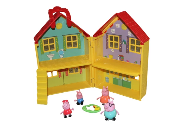 PEPPA PIG DELUXE House Playset Figures Stairs Mud Set Lot Red Yellow ...