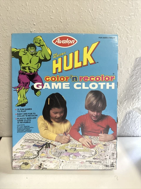 AVALON THE INCREDIBLE Hulk Color 'n Recolor Game Cloth Avalon NIB 1979 ...