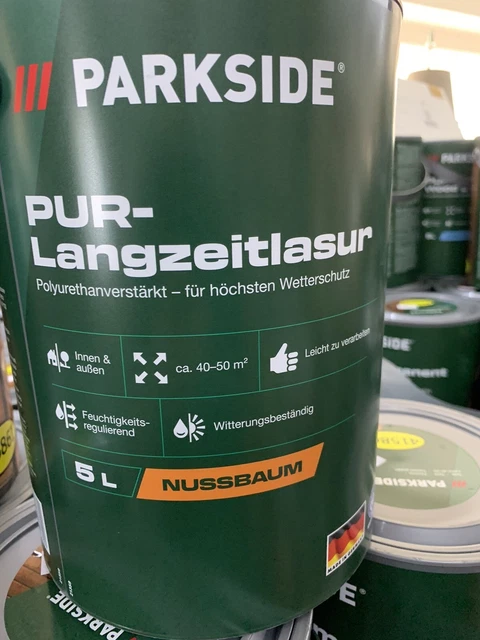 PARKSIDE PUR LANGZEITLASUR 5 l diverse Farben l/3,00 innen und außen Sonderpreis EUR 13,99 ...
