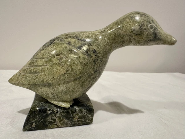 AUTHENTIC INUIT (ESKIMO) Soapstone Carving BIRD ON BASE - Pauloosie ...