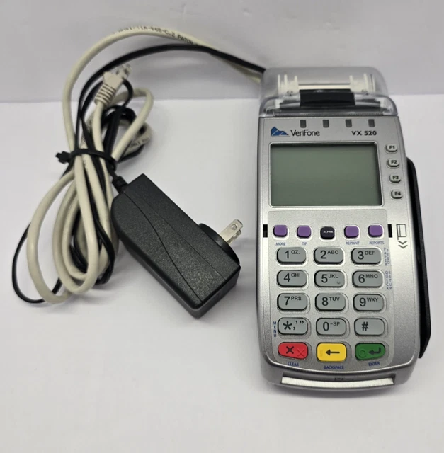 VERIFONE VX520 CREDIT Card POS Terminal DIAL/ETH/CTLS w/ Swipe Reader ...