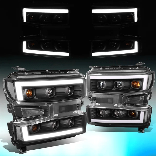FOR 2019-2021 SILVERADO 1500 L-LED DRL Quad Projector Headlight Lamp ...