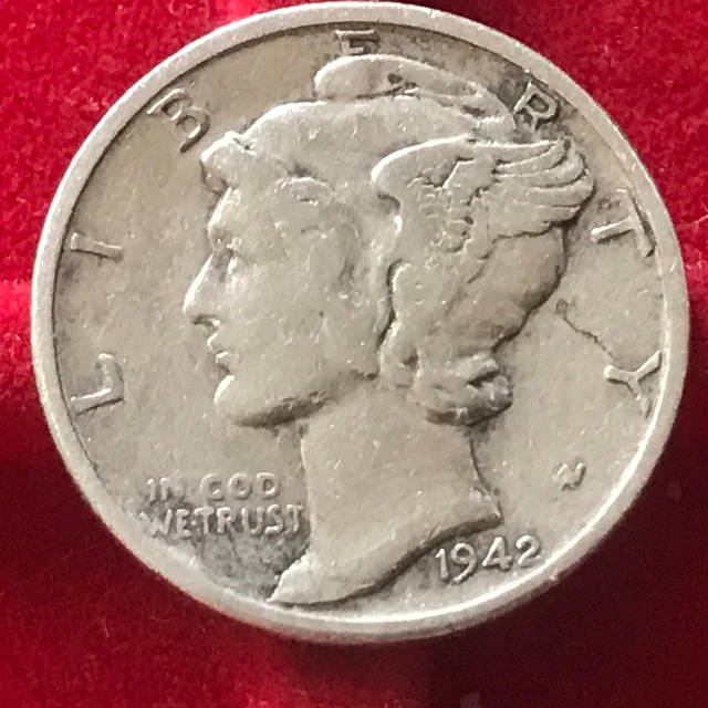 MONETA ONE DIME Mercury Head USA 1942 Silver 10 centesimi americano ...