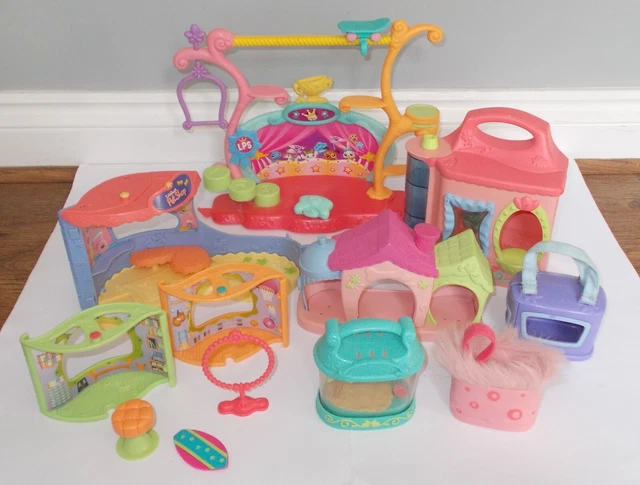 BUNDLE LPS LITTLEST Pet Shop Carriers Playset House Salon Kennel For ...