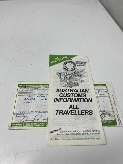 VINTAGE BROCHURE AIRLINES Australian Customs Form Kangaroo Airline ...