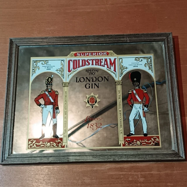 ANCIEN MIROIR PUBLICITAIRE Superior Coldstream, London Gin, 1832, Cadre ...