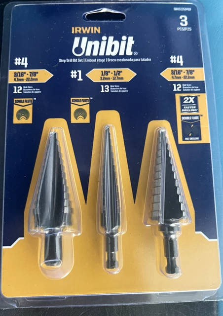 IRWIN UNIBIT STEP Drill Bit Set (IWAS15504DF_N904283) NEW Unopened $35. ...