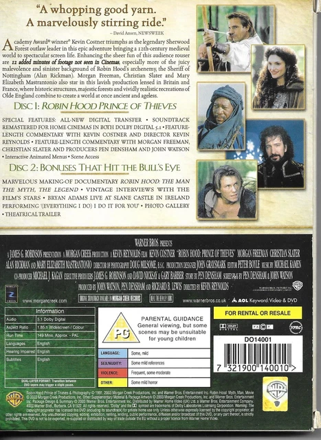 ROBIN HOOD: PRINCE of Thieves (2-DVD Special Edition) Kevin Costner ...
