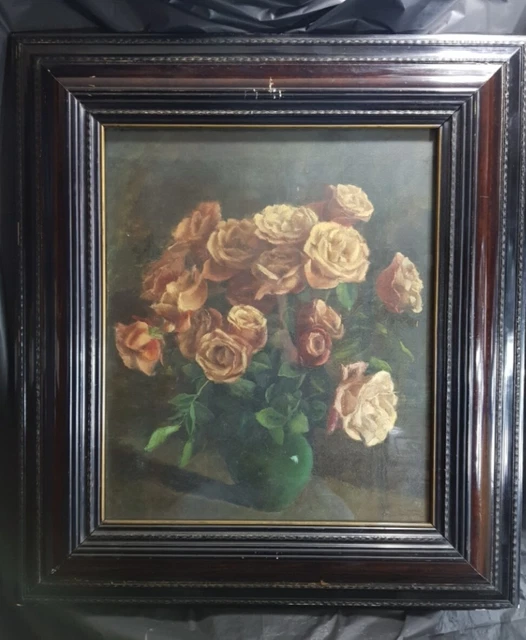 LE GUEN ANCIEN tableau huile sur toile au couteau nature morte bouquet fleurs... EUR 49,00 ...