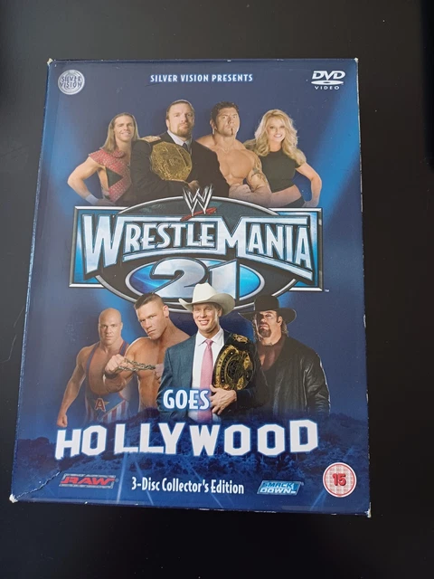 WWE WRESTLEMANIA 21 Goes Hollywood 3 Disc Collectors Edition Silver ...
