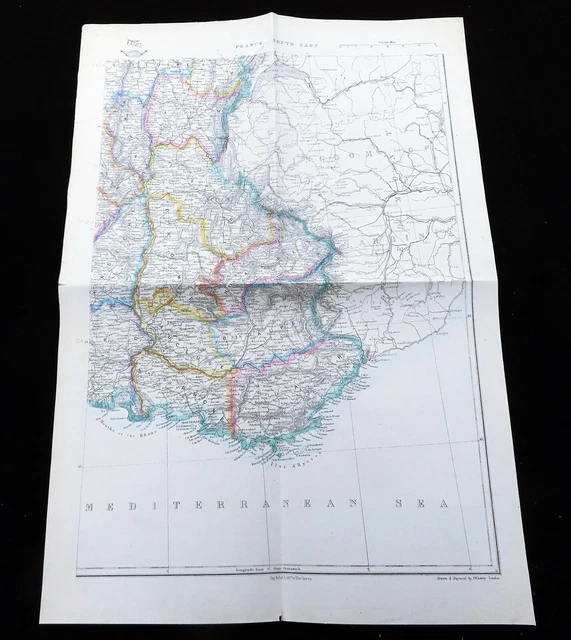 ANTIQUE MAP OF Marseille France The South Of France Old Hand Coloured ...
