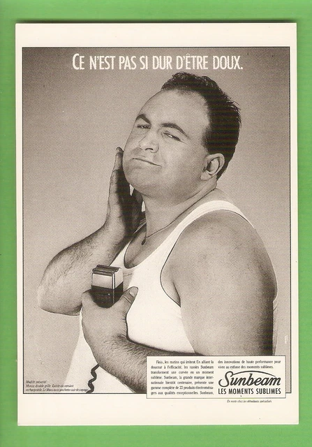 PHOTO CARTE POSTALE Humour DESSIN pub.SUNBEAM rasoir et gros dur ...