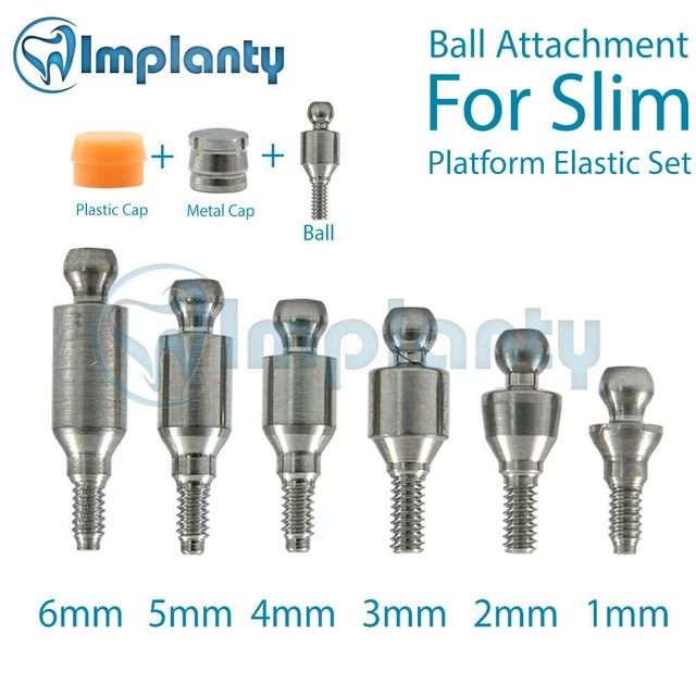 SLIM BALL ATTACHMENT Elastic Set Prosthetic Dental Titanium Int Hex 2 ...