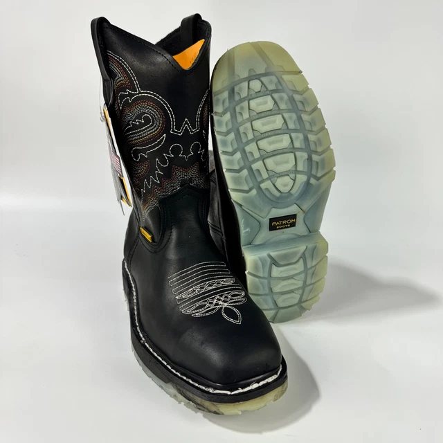 MENS WORK BOOTS Square Toe And Steel Toe Pull On Boots Genuine Leather ...