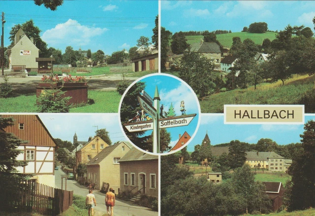 SEHR SCHÖNE ECHT-FOTO-KARTE Von Hallbach im Erzgebirge mit 5. Ansichten ...
