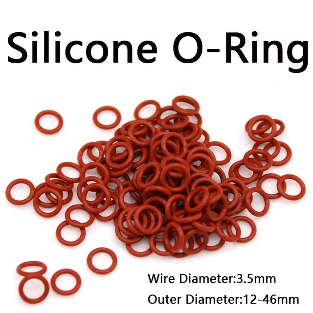 RED SILICONE RUBBER O Ring Food Grade 3.5mm Cross Section 12-46mm Outer ...