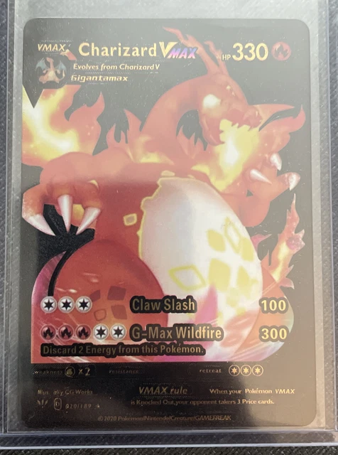 POKÉMON TCG CHARIZARD VMAX Black Foil Fan Art Pokemon Card 020/189 $3. ...