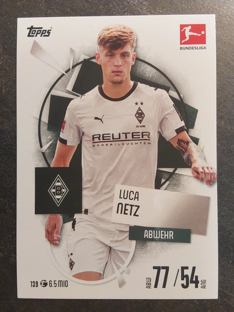 TOPPS MATCH ATTAX Bundesliga 2025-26 Luca Netz Karte Nr. 139 Borussia ...