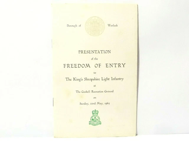 1965 SHROPSHIRE LIGHT Infantry Presentation Freedom of Entry WENLOCK ...