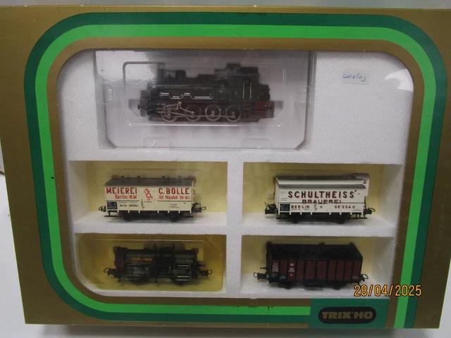 TRIX H0 21213 Zugset mit Dampflok T3 4 Güterwagen KPEV OVP Sehr guter ...