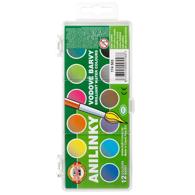 KOH-I-NOOR ANILINKY BRILLANT Aquarelle Peinture Ensemble De 12 Couleurs ...