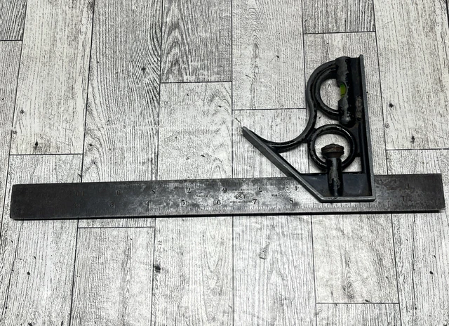 VINTAGE L. S. STARRETT CO. No. 4 Grad Combination Square Ruler 12 ...