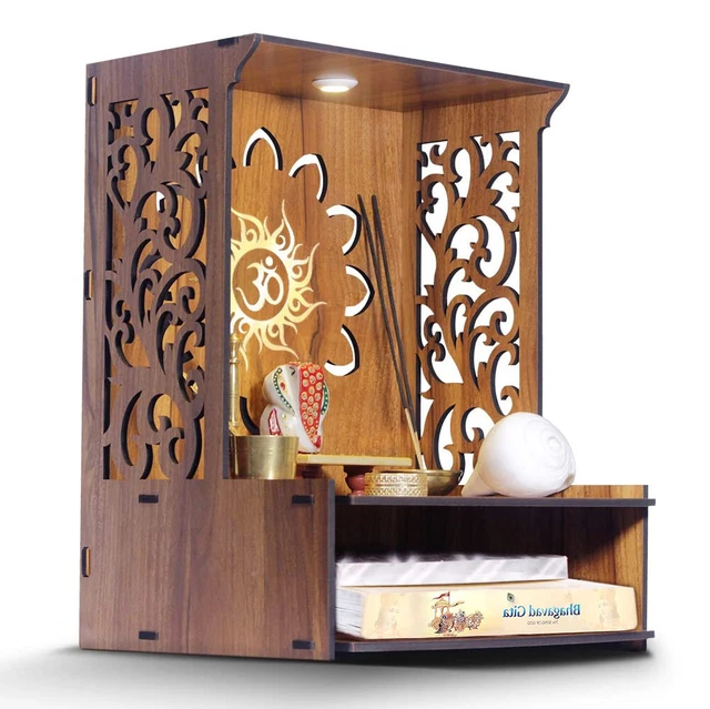 WOODEN POOJA MANDIR for Home or Puja Temple Stand for Office £85.82 ...
