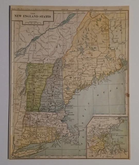 ANTIQUE PRE WWI 1912 Map Of The New England States £13.71 - PicClick UK