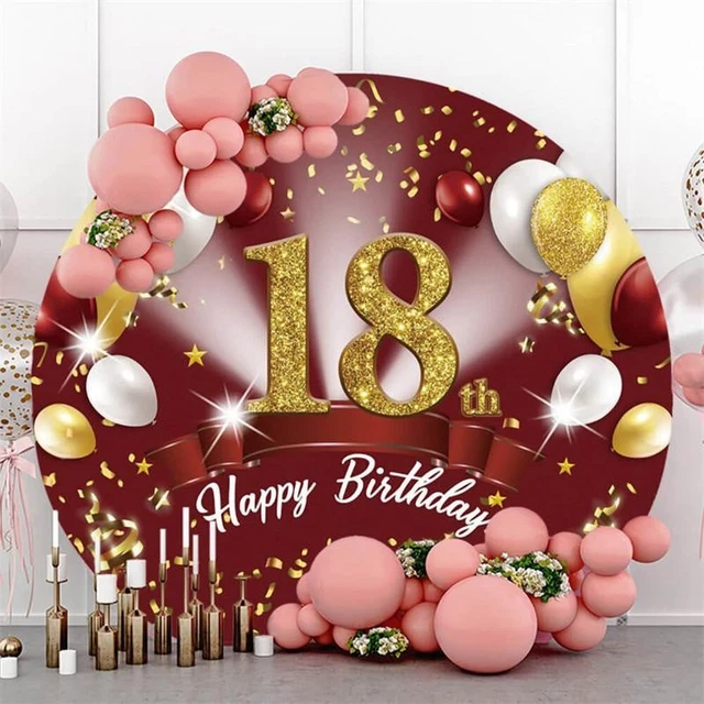 RED AND BALLOONS 18th Circle Happy Birthday Backdrop $37.88 - PicClick AU