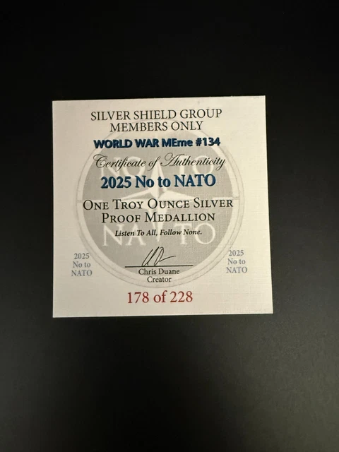 SILVER SHIELD 2025 No to NATO World War MEme - COMPARE @ $700! No ...