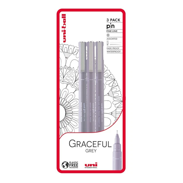 UNI-BALL NADEL ELEGANT Grau Zeichnung Feine Details Stift Set Von 3 EUR ...