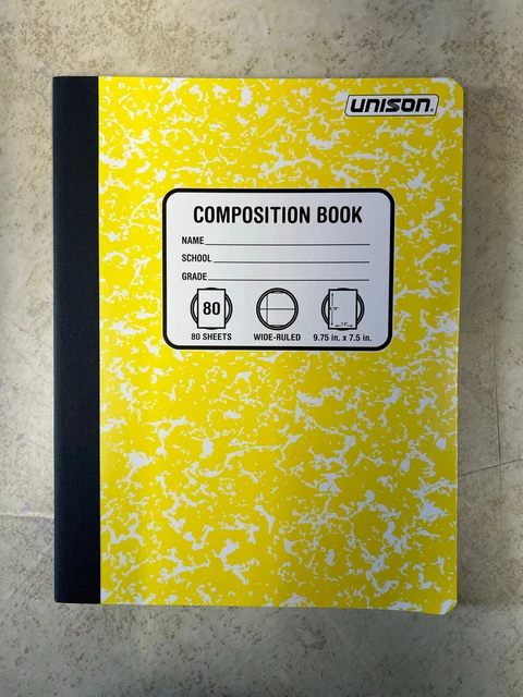 COMPOSITION NOTEBOOK 80 Wide Ruled Sheets 9.75 In. X 7.5 In. Unison ...