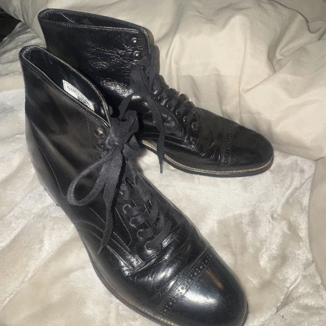 VINTAGE 60S STACY Adams Black Leather Madison Boots 8 D 1960s True ...